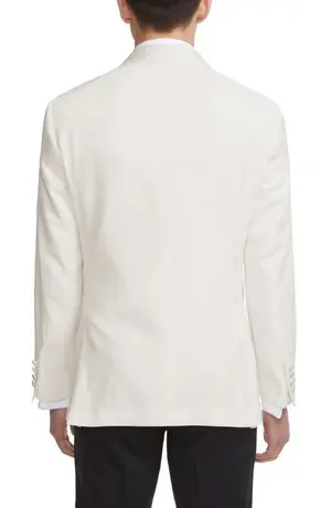 JACK VICTOR Ethan Trim Fit Solid Wool Dinner Jacket - Cream