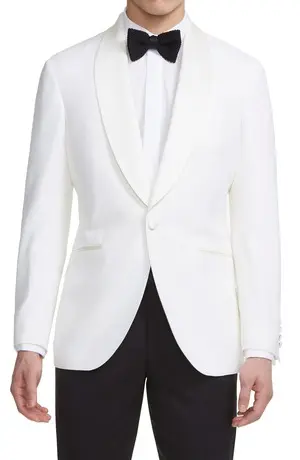 JACK VICTOR Ethan Trim Fit Solid Wool Dinner Jacket White