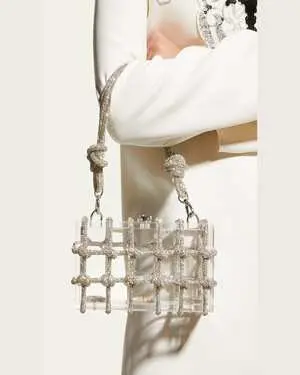 Cult Gaia Bess Caged Embellished Box Shoulder Bag