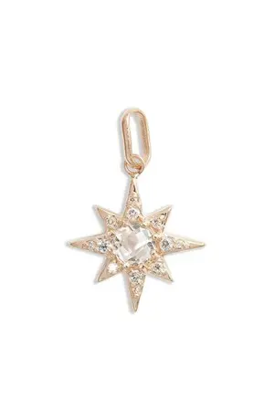 Anzie Starburst Diamond Pendant Charm - Gold/ Clear Topaz