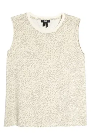 Paige Ryo Animal Print Stretch Cotton Tank Top