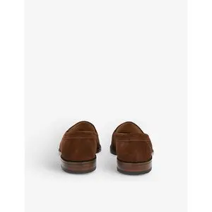 LOAKE Imperial Strap Suede-textured Leather Loafers - Brown