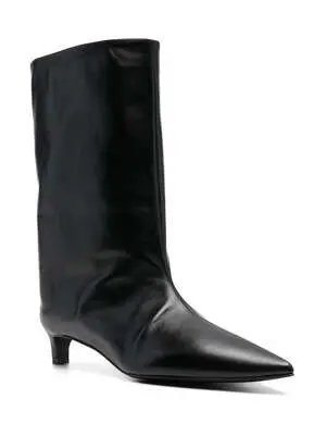 JIL SANDER Pointed-toe Leather Boots - Black