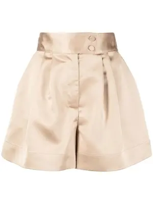STYLAND High-waisted Satin-finish Shorts - Gold