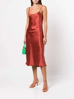 Voz Sleeveless Silk Midi Dress - Orange