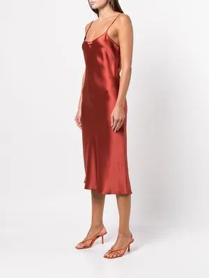 Voz Sleeveless Silk Midi Dress - Orange