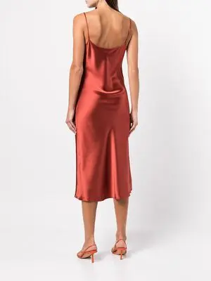 Voz Sleeveless Silk Midi Dress - Orange