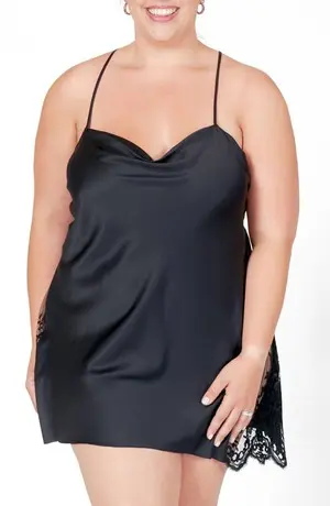 Rya Collection Darling Lace Trim Chemise - Black