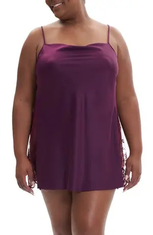 Rya Collection Darling Lace Trim Chemise Eggplant