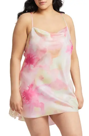 Rya Collection Darling Lace Trim Chemise Jackie Print/ Blush