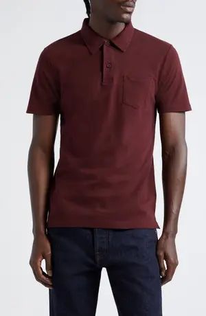 Sunspel Riviera Cotton Polo Maroon23