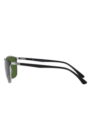 Ray-ban 57mm Polarized Square Sunglasses - Silver Black