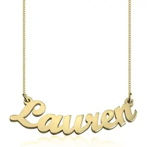 MELANIE MARIE Personalized Nameplate Pendant Necklace - Gold Plated