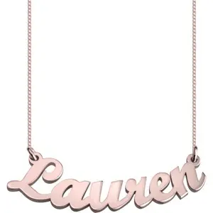 MELANIE MARIE Personalized Nameplate Pendant Necklace - Rose Gold Plated
