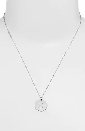 NASHELLE Sterling Silver Initial Disc Pendant Necklace - Sterling Silver D