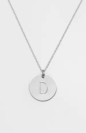 NASHELLE Sterling Silver Initial Disc Pendant Necklace - Sterling Silver D