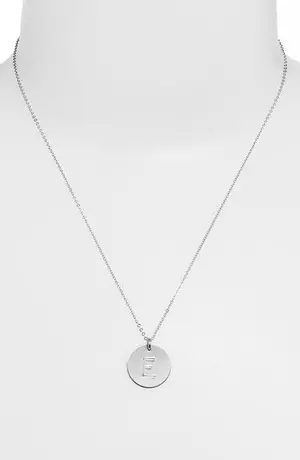 NASHELLE Nashelle Sterling Silver Initial Disc Pendant Necklace Sterling Silver E
