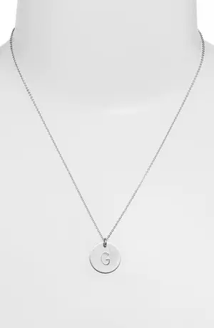 NASHELLE Nashelle Sterling Silver Initial Disc Pendant Necklace Sterling Silver G