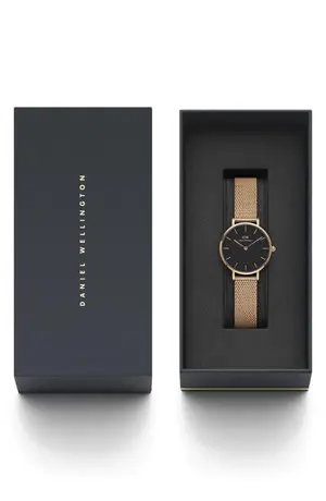 DANIEL WELLINGTON Classic Petite Mesh Strap Watch - Black/white/rose Gold