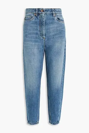 Brunello Cucinelli Faded Highrise Tapered Jeans - Mid Denim