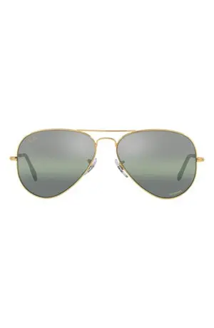 Ray-ban 58mm Polarized Aviator Sunglasses - Legend Gold/dark Green