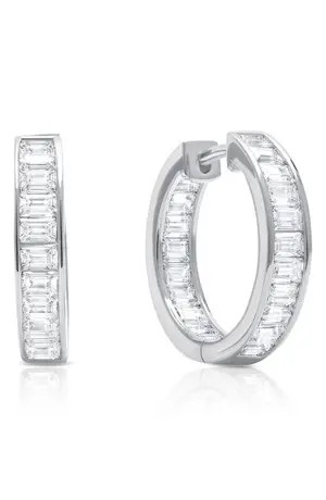 CRISLU Cubic Zirconia Hoop Earrings - Platinum