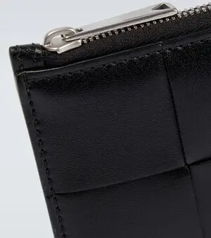 Bottega Veneta Intreccio Leather Card Case - Black