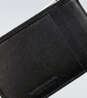Bottega Veneta Intreccio Leather Card Case - Black