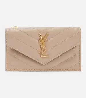 Saint Laurent Cassandre Leather Wallet - Beige