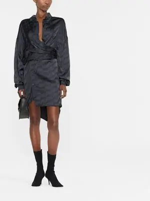 Balenciaga Bb Monogram Wrap Dress - Grey