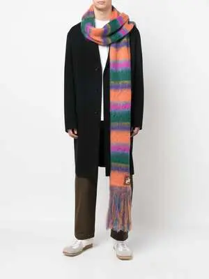 Marni Striped Knitted Scarf - Orange