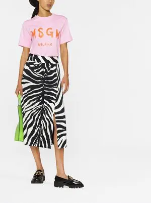 MSGM Logo-print Cotton T-shirt - Pink