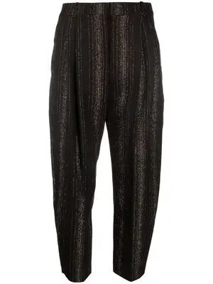 Stella McCartney High-waisted Cropped Trousers With Vertical Stripe Embroidery