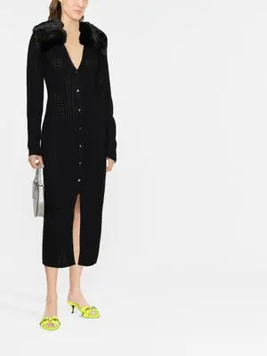 Blumarine Faux-fur Collar Knitted Dress