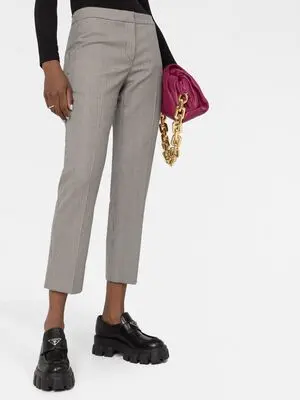 Alexander McQueen Checked Cropped Trousers - Black