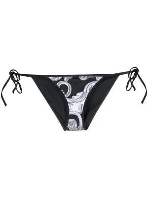 Versace Baroque Pattern-print Bikini Bottoms - Black