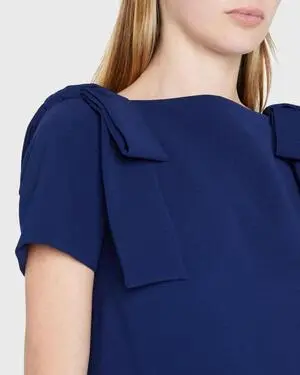 Carolina Herrera Bow Detail Shift Dress - Dkblue