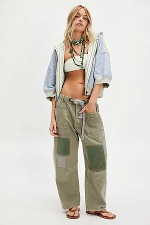 Free People We The Free Moxie Barrel Jeans - Army