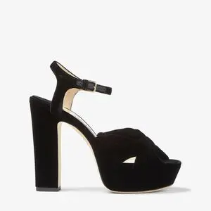 JIMMY CHOO Heloise 120 Velvet Platform Sandals - Black