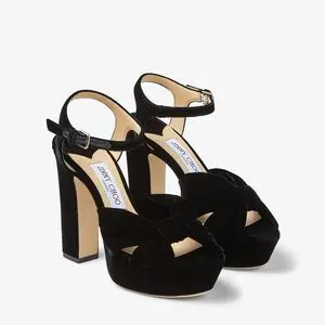 JIMMY CHOO Heloise 120 Velvet Platform Sandals - Black
