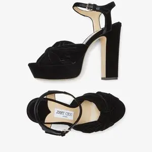 JIMMY CHOO Heloise 120 Velvet Platform Sandals - Black