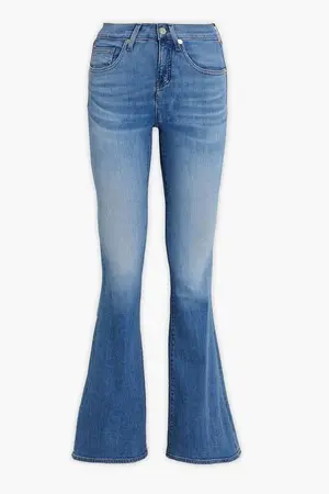 Veronica Beard Beverly Faded High-rise Flared Jeans - Mid Denim
