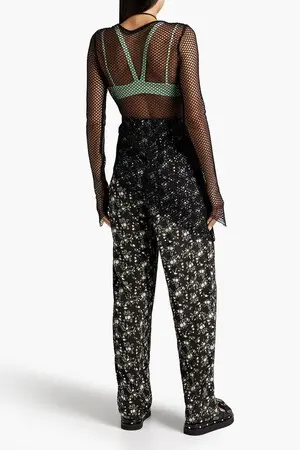 GANNI Floral Print Crepe Straight-leg Trousers