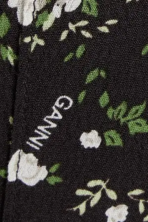 GANNI Floral Print Crepe Straight-leg Trousers