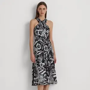 Ralph Lauren Floral Georgette Halter Dress In Black/White - 49% Off |  Editorialist