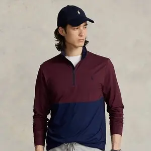 Ralph Lauren Performance Jersey Quarter-zip Pullover - Harvard Wine/refined Navy