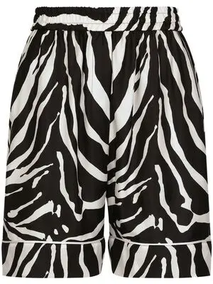 Dolce & Gabbana Zebra-print Twill Pajama Shorts - Black