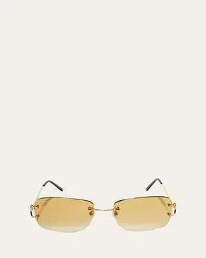 Cartier Rimless Rectangle Metal Sunglasses - Gold
