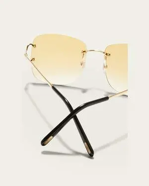 Cartier Rimless Rectangle Metal Sunglasses