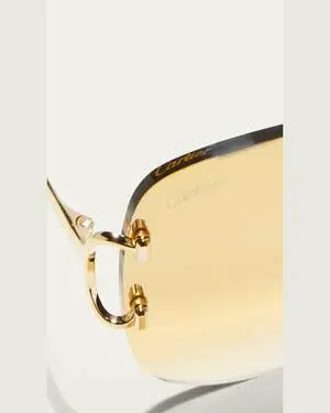 Cartier Rimless Rectangle Metal Sunglasses